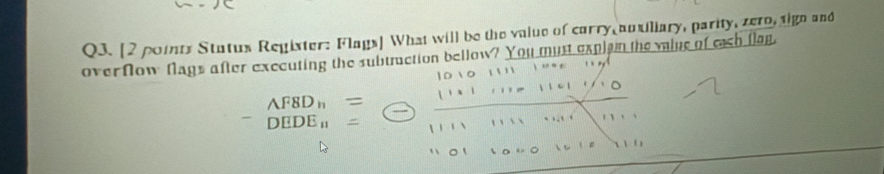 Solved Q 12 ﻿What will bE thE valuE of carry, autiliary, | Chegg.com