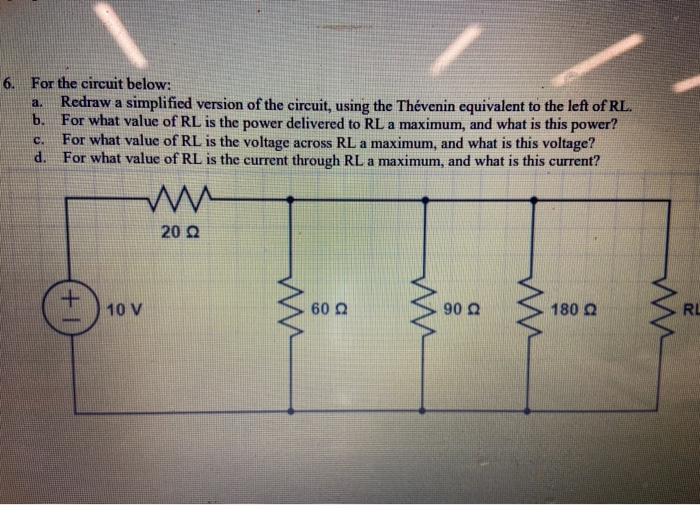 Solved 6. For the circuit below: a. Redraw a simplified | Chegg.com