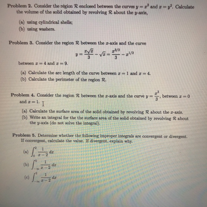 Solved Problem 2. Consider the region R enclosed between the | Chegg.com