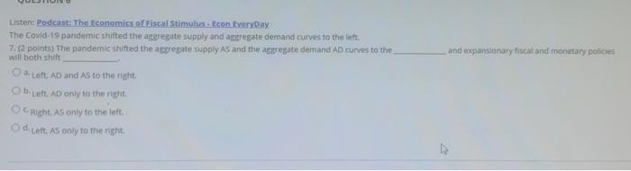 Solved Listen: Podcast: The Economiczof Fiscal Stimulus- | Chegg.com