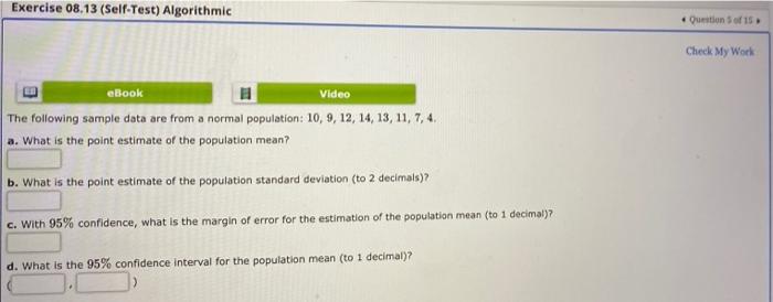 Solved Exercise 08.01 Algorithmic Question 1 of 15 Check My | Chegg.com