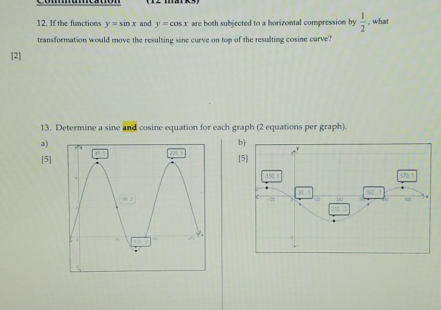 Solved what 2 12. If the functions y=sin x and y = cos x are | Chegg.com