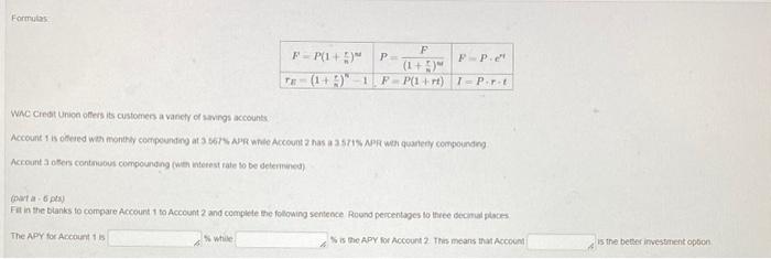 Solved Formulas FP(1+) P FP. FP(1) T=Prit WAC Credit Union | Chegg.com