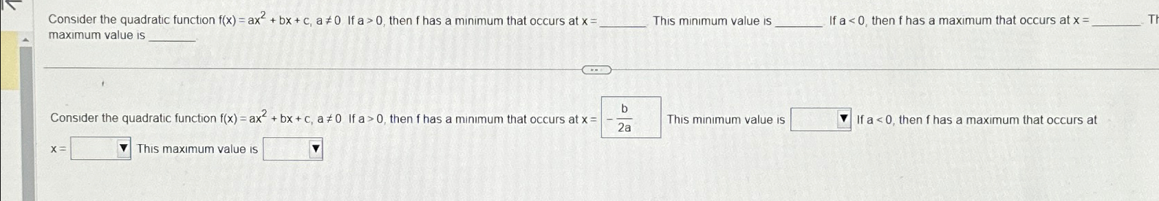 Solved Consider the quadratic function f(x)=ax2+bx+c,a≠0 ﻿If | Chegg.com