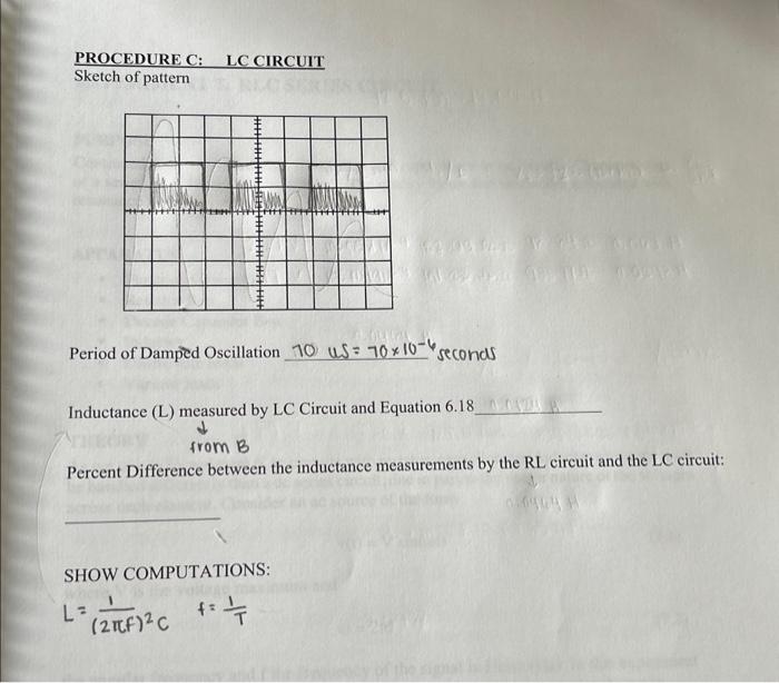 Solved Unsure of how to get inductance of LC circuit and | Chegg.com
