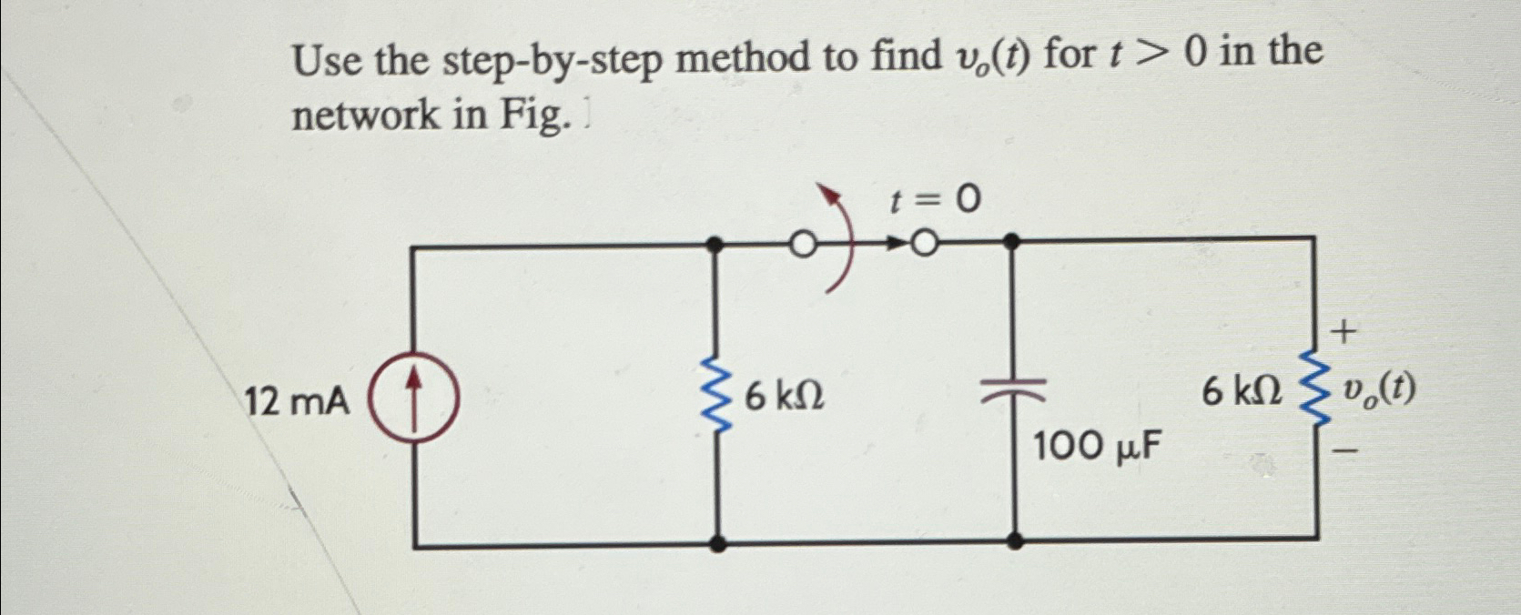 Solved Use the step-by-step method to find vo(t) ﻿for t>0 | Chegg.com