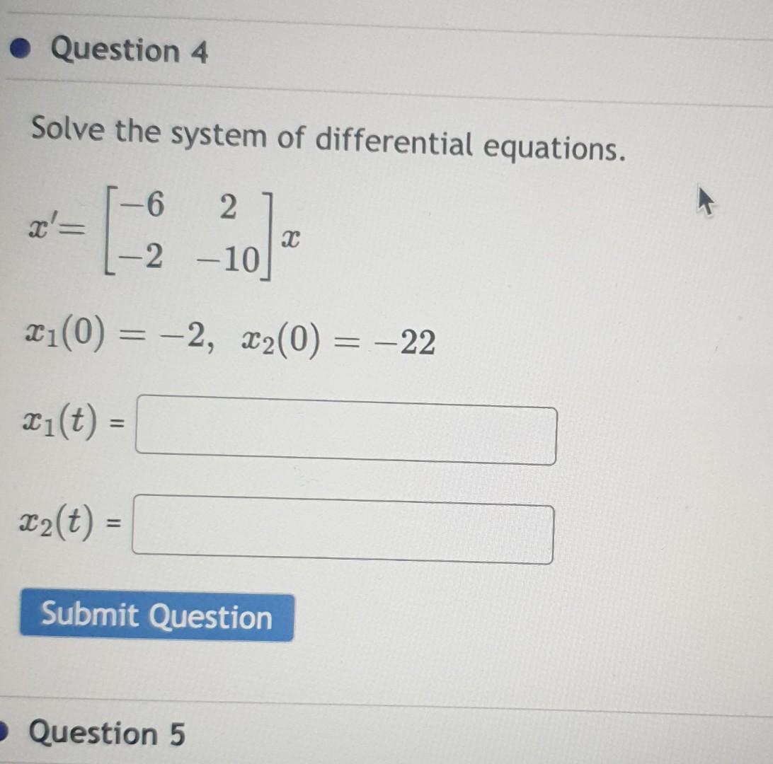 Solved Solve the system of differential equations. | Chegg.com