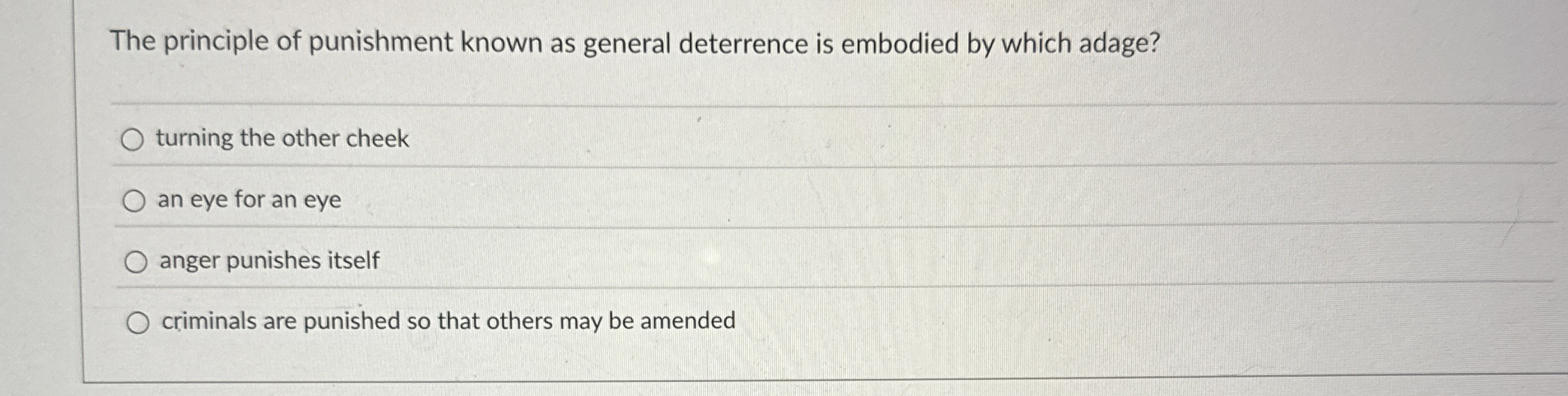Solved The principle of punishment known as general | Chegg.com
