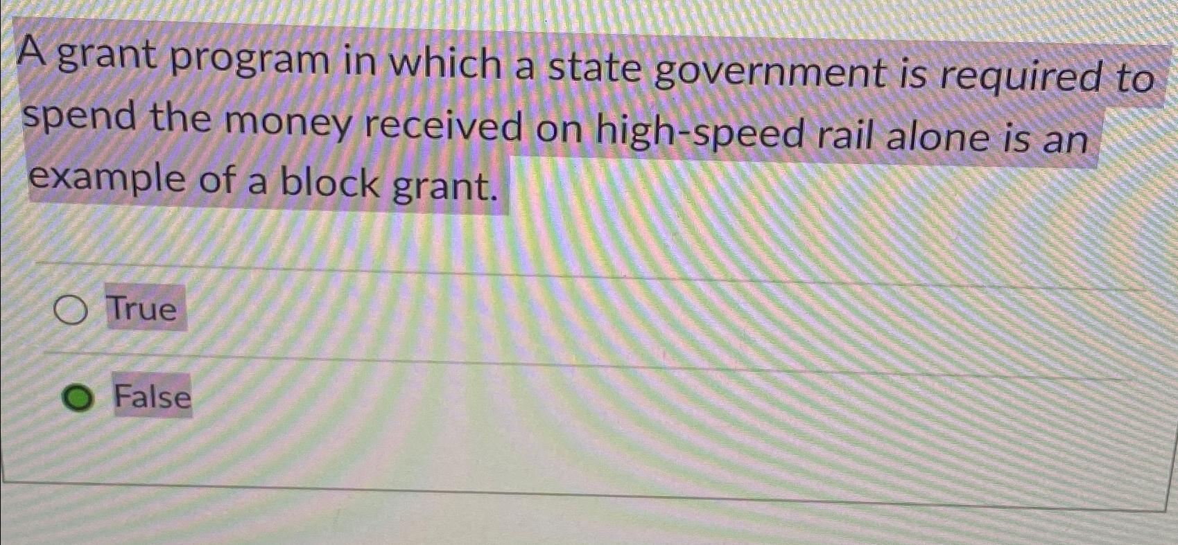 Solved A grant program in which a state government is | Chegg.com