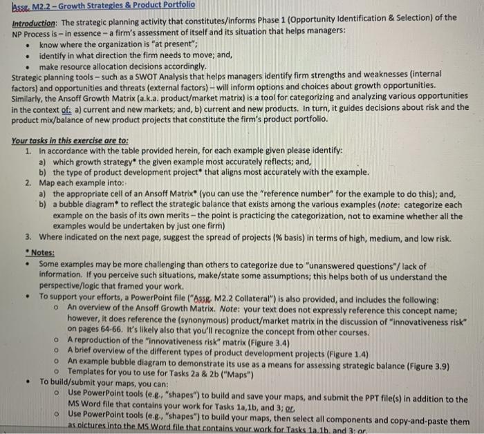 Solved Asse. M2.2-Growth Strategies & Product Portfolio | Chegg.com