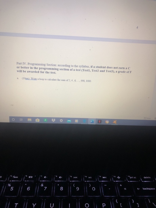 Solved Part IV. Programming Section: according to the | Chegg.com