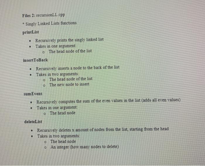 Solved Files 2: recursionLL.cpp Singly Linked Lists | Chegg.com