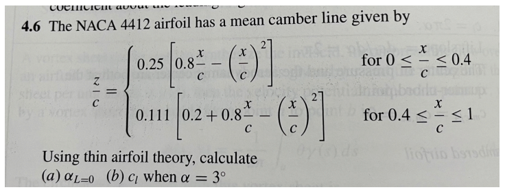 Solved 4.6 ﻿The NACA 4412 ﻿airfoil has a mean camber line | Chegg.com