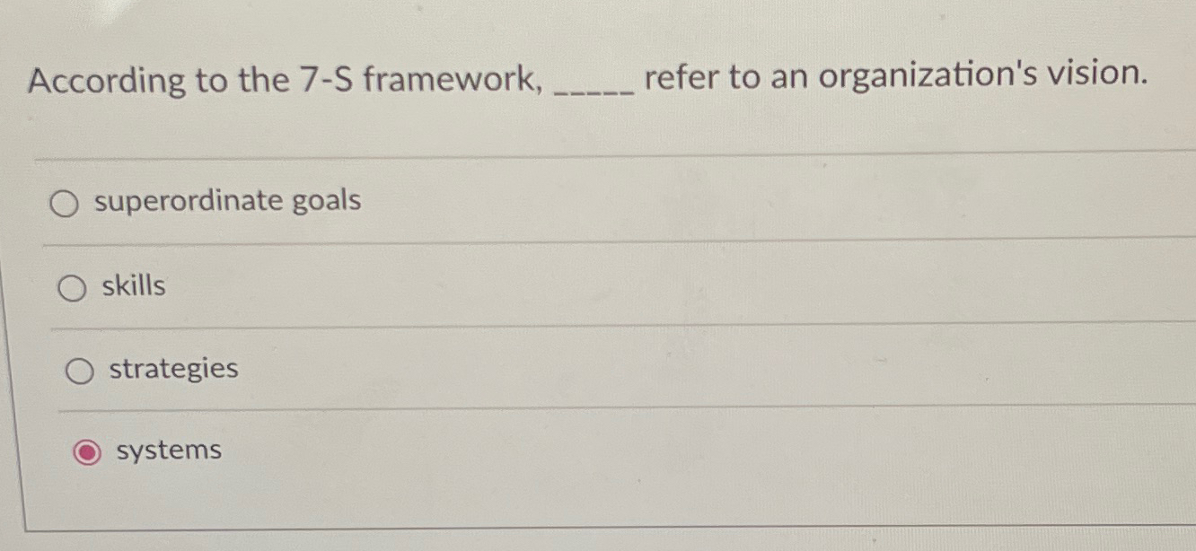 Solved According to the 7-S framework, refer to an | Chegg.com