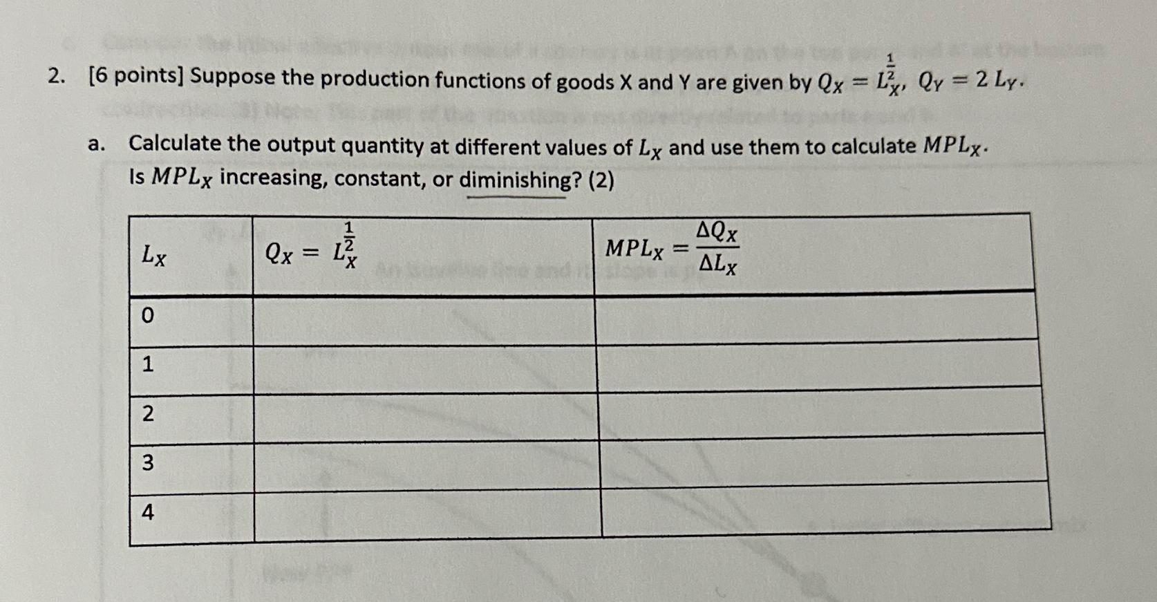 Solved [6 ﻿points] ﻿Suppose the production functions of | Chegg.com