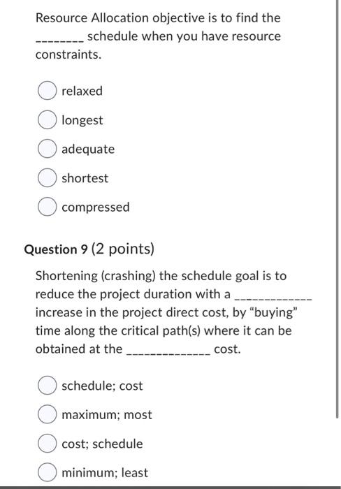 Solved Resource Allocation objective is to find the schedule | Chegg.com