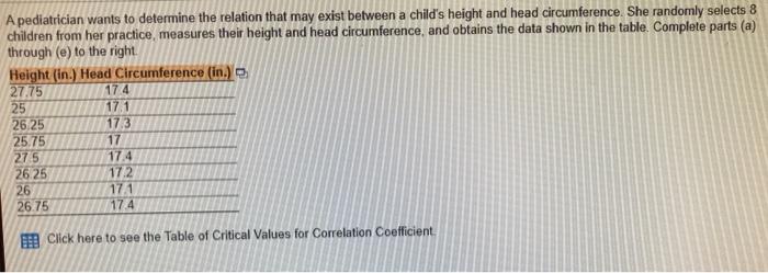 Solved (d) Does a linear relation exist between height and | Chegg.com