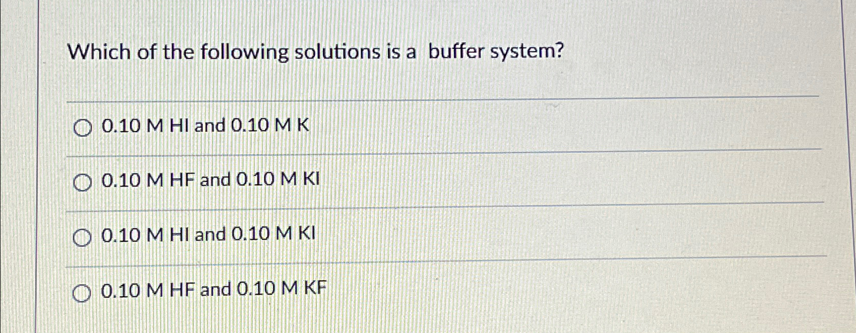 Solved Which of the following solutions is a buffer | Chegg.com