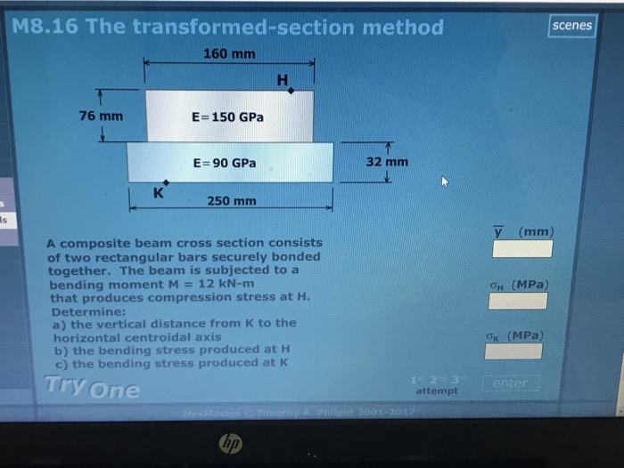 Solved scenes M8.16 The transformed-section method 160 mm 76 | Chegg.com