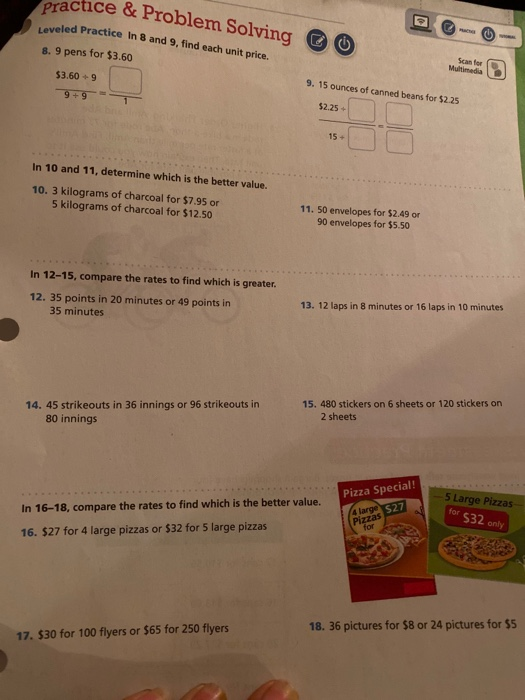 Solved KEY CONCEPT You can use unit rates to make | Chegg.com