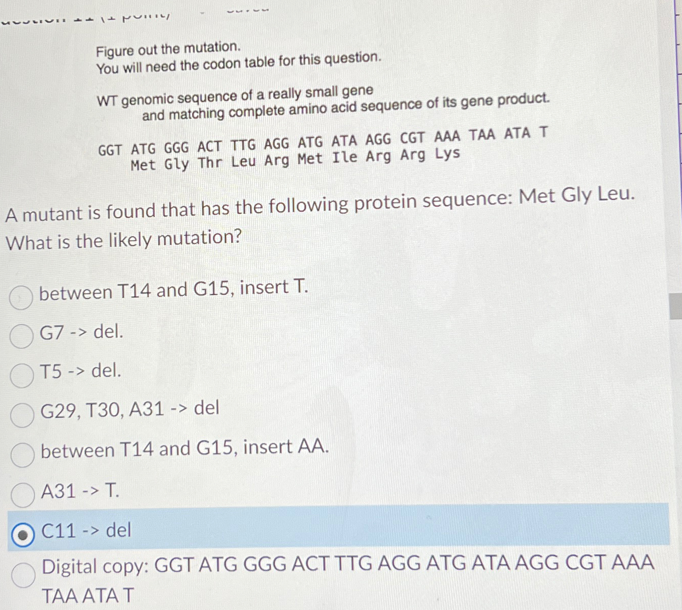 Solved Figure out the mutation.You will need the codon table | Chegg.com