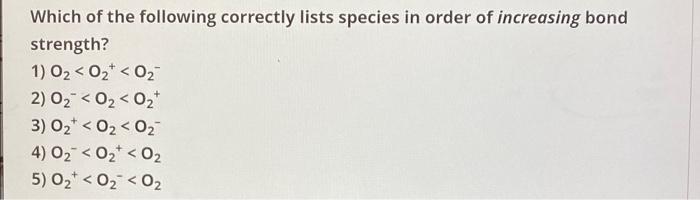 Solved Which of the following correctly lists species in | Chegg.com
