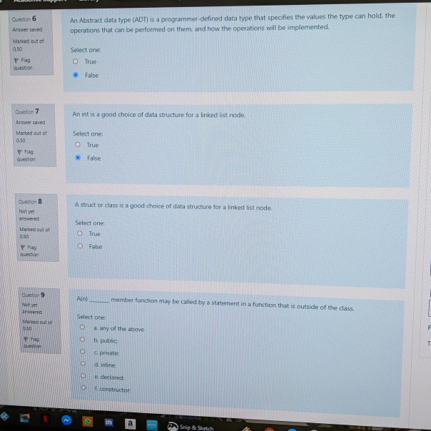 Solved Cuesto 6 An Abstract data type (ADT) is a | Chegg.com