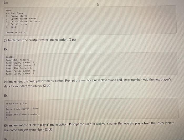 Solved This program will store roster for a basketball team. | Chegg.com