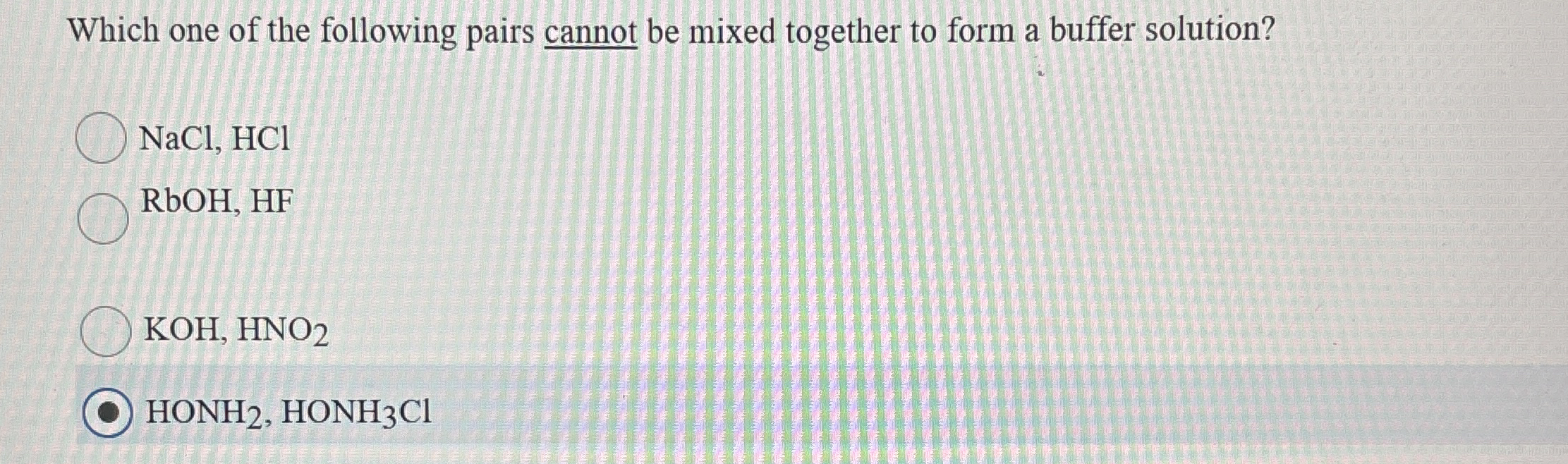 Solved Which one of the following pairs cannot be mixed | Chegg.com