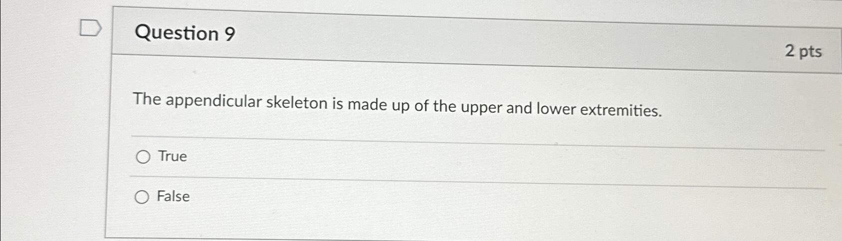 Solved Question 92 ﻿ptsThe appendicular skeleton is made up | Chegg.com