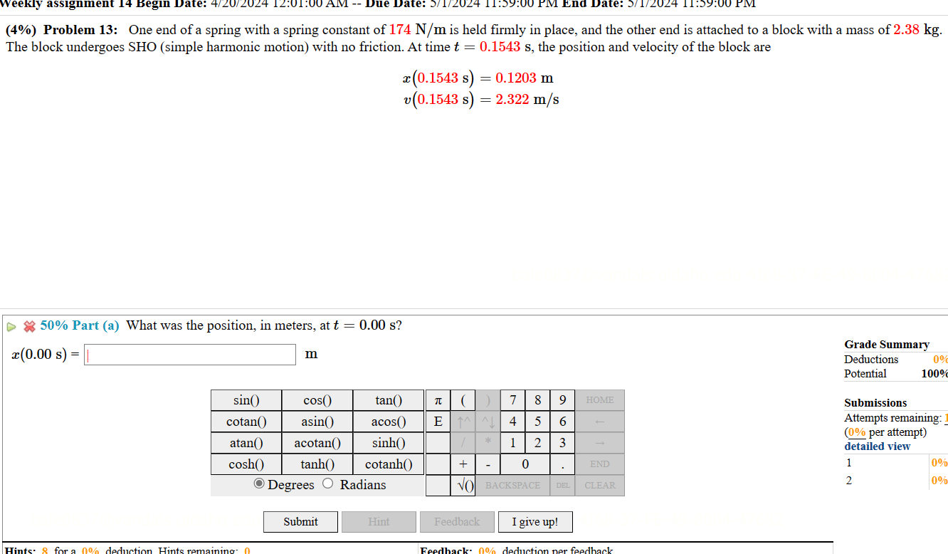 Solved Hints: 8? ﻿for a 0% ﻿deduction. Hints remaining: | Chegg.com