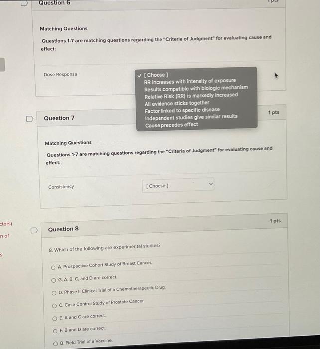 Matching Questions Questions 1.7 are matching | Chegg.com