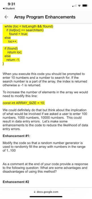 Solved 4 Student Array Program Enhancements \#include using | Chegg.com
