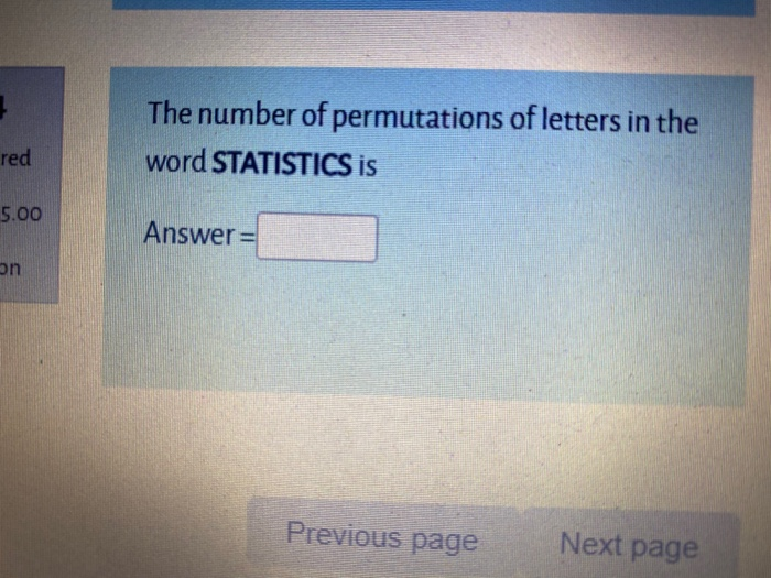 Solved - The number of permutations of letters in the word | Chegg.com