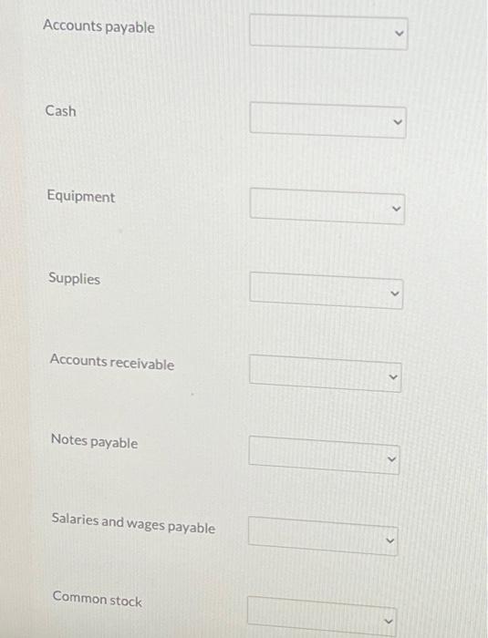 Accounts payable Cash Equipment Supplies Accounts | Chegg.com