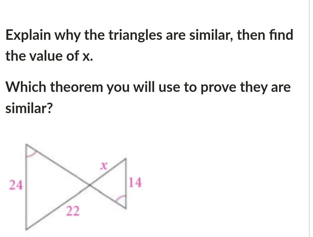Solved Explain why the triangles are similar, then find the | Chegg.com