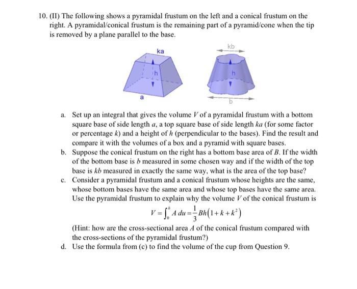 0. (II) The following shows a pyramidal frustum on | Chegg.com