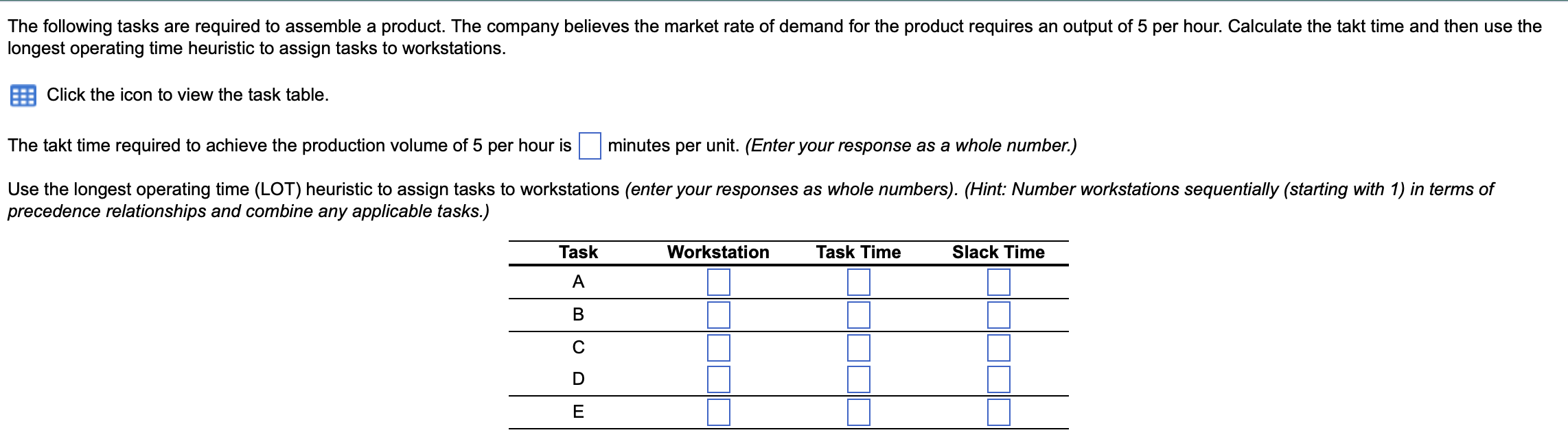 Solved The following tasks are required to assemble a | Chegg.com