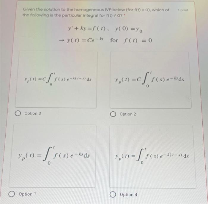 Solved point Given the solution to the homogeneous IVP below | Chegg.com