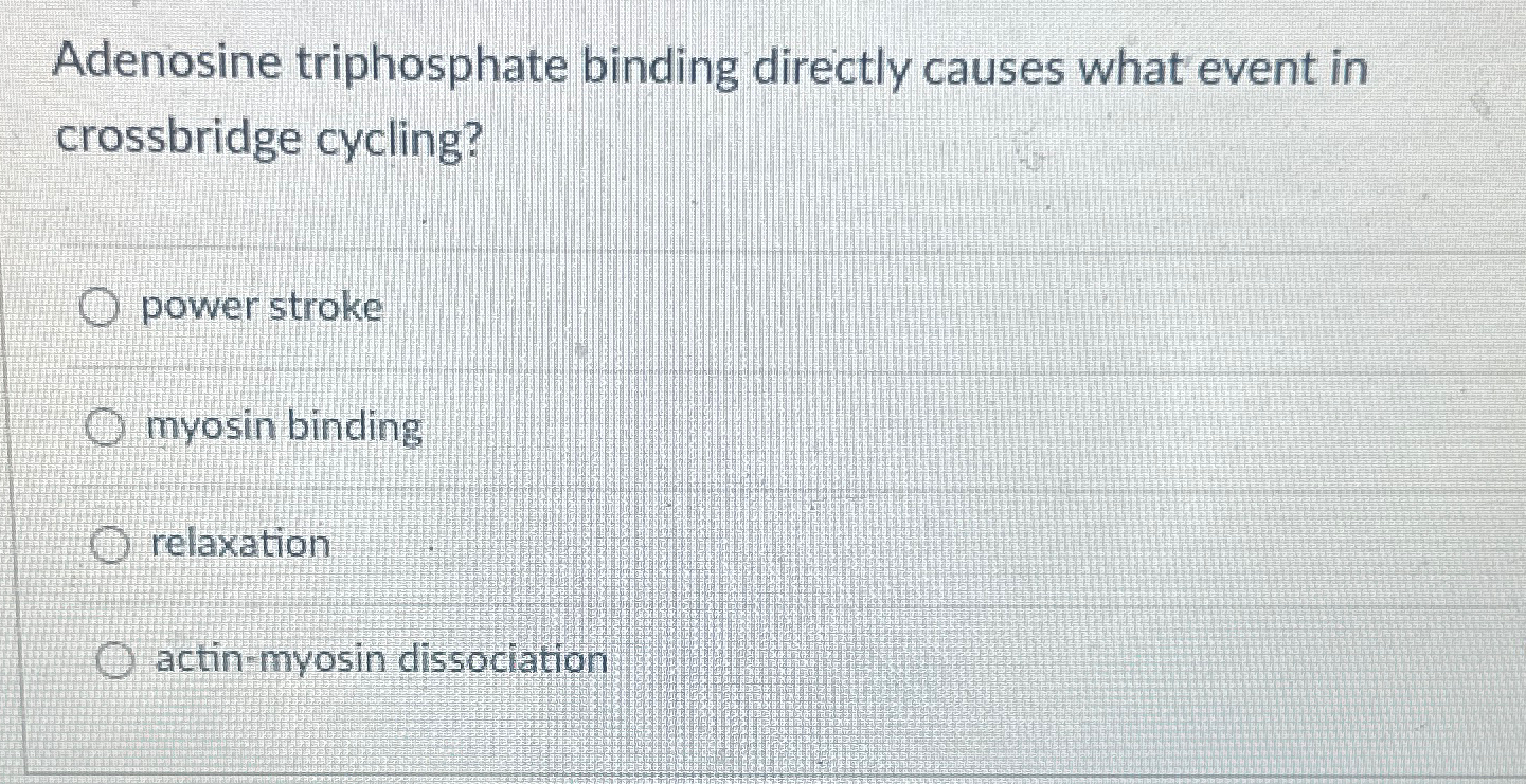 Solved Adenosine triphosphate binding directly causes what | Chegg.com