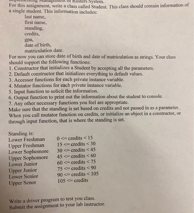 Solved Rosters System. For this assignment, write a class | Chegg.com