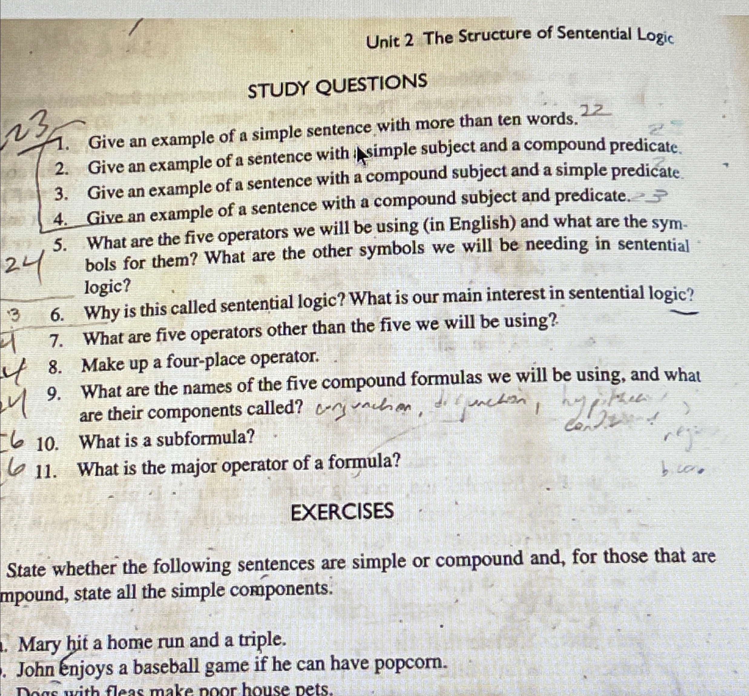 Solved Unit 2 ﻿The Structure of Sentential LogicSTUDY | Chegg.com