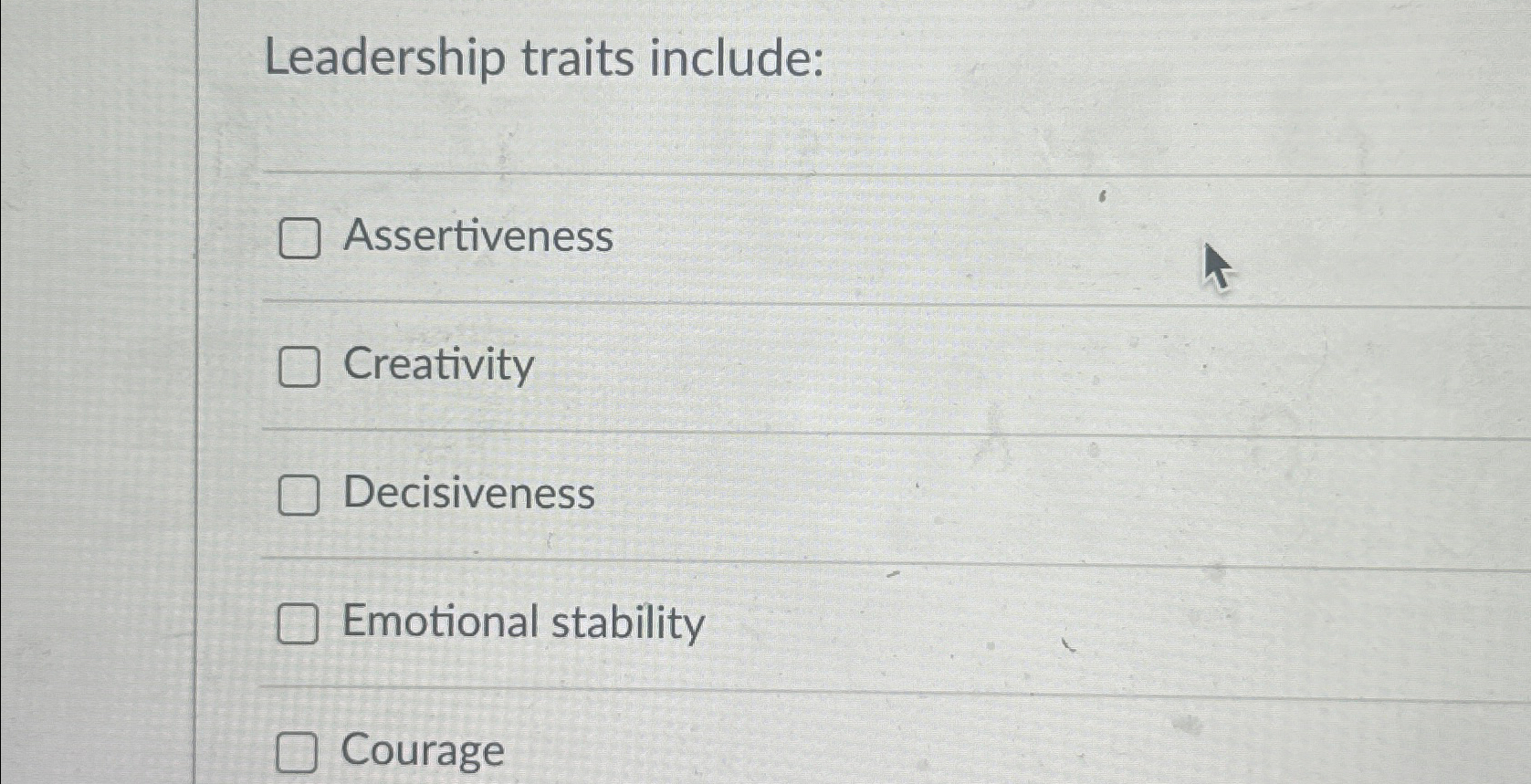 Solved Leadership traits | Chegg.com
