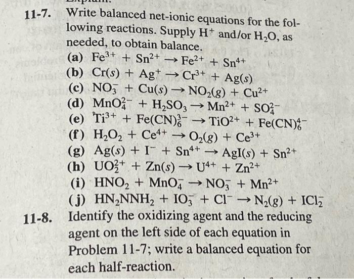 Solved (a) Fe3++Sn2+→Fe2++Sn4+ (b) Cr(s)+Ag+→Cr3++Ag(s) (c) | Chegg.com