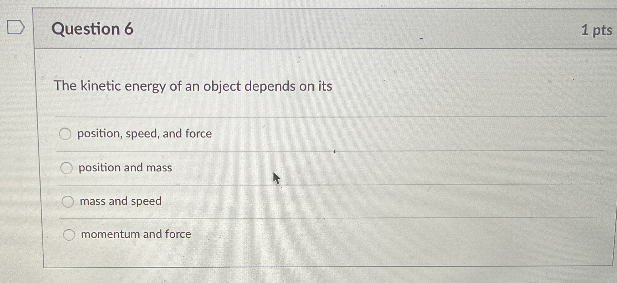 Solved Question 61 ﻿ptsThe kinetic energy of an object | Chegg.com