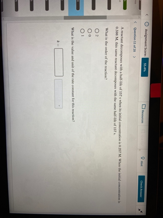 Solved Assignment Score: 55.4% Resources Hint Check Answer | Chegg.com