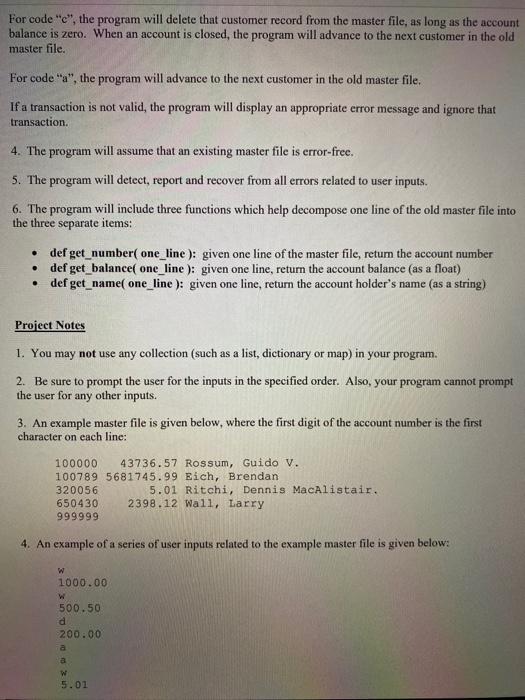 Solved Project Objectives . . . • Use file processing and | Chegg.com