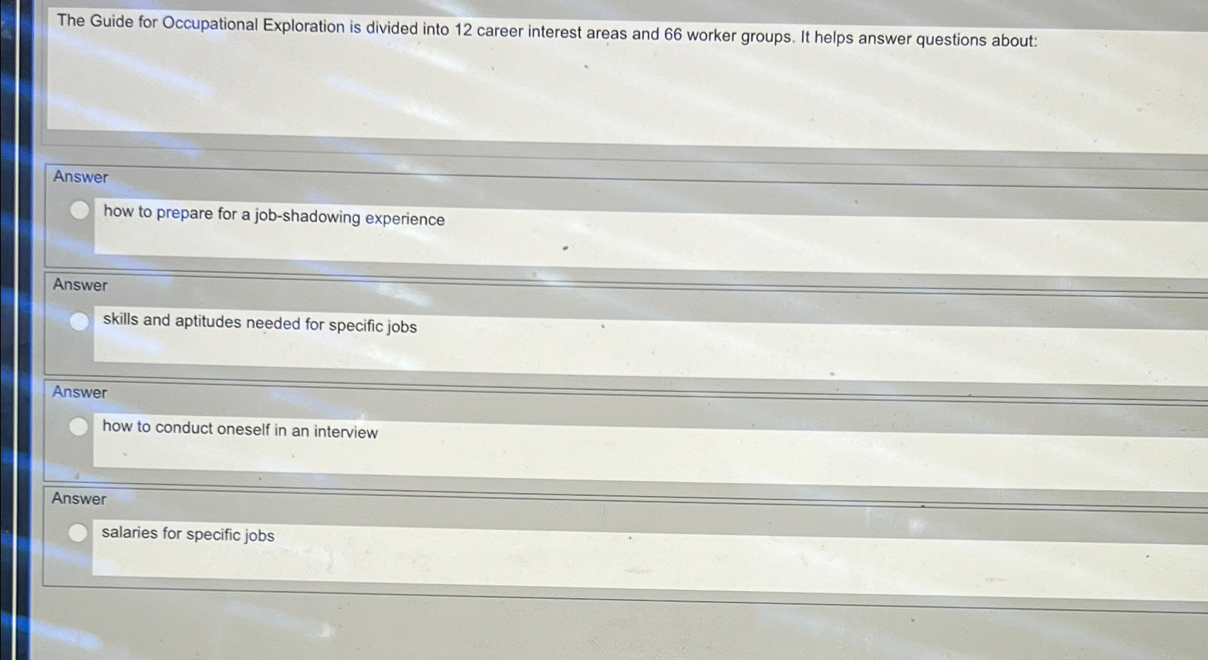 Solved The Guide for Occupational Exploration is divided | Chegg.com