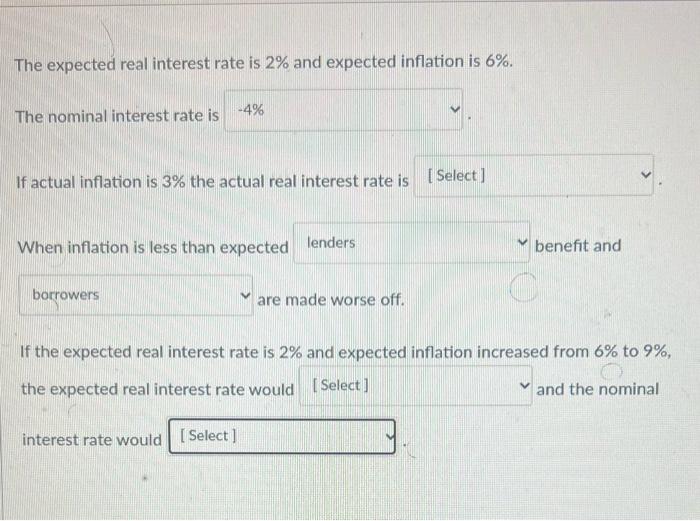 Solved The expected real interest rate is 2% and expected | Chegg.com