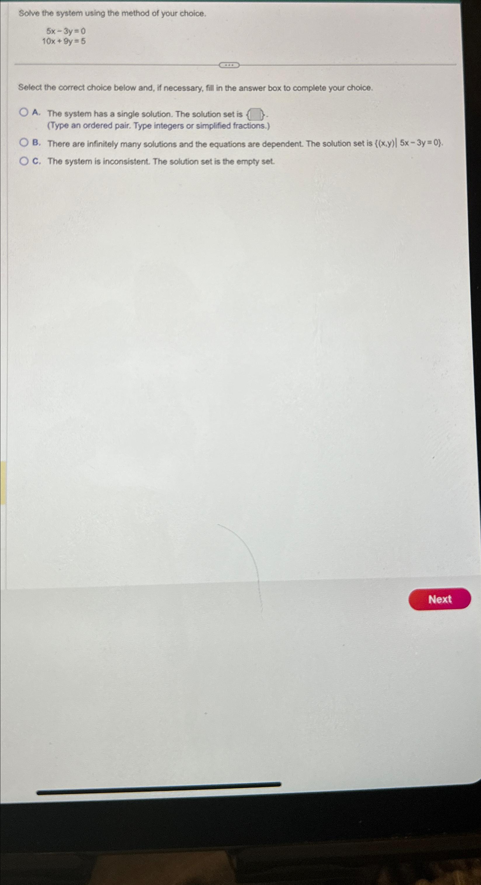 Solved Solve the system using the method of your | Chegg.com